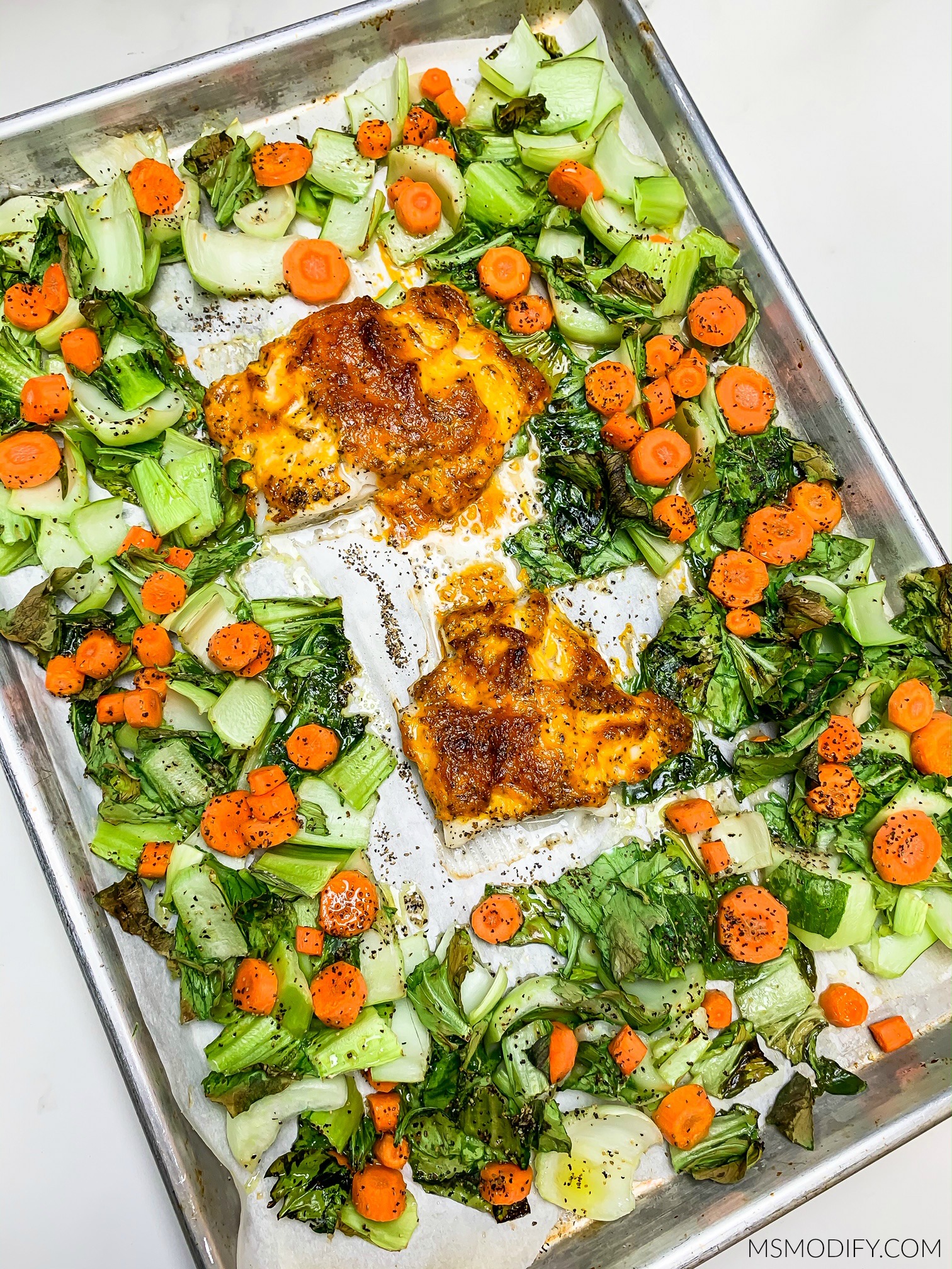 Sheet Pan Cod, Bok Choy & Carrots | MsModify